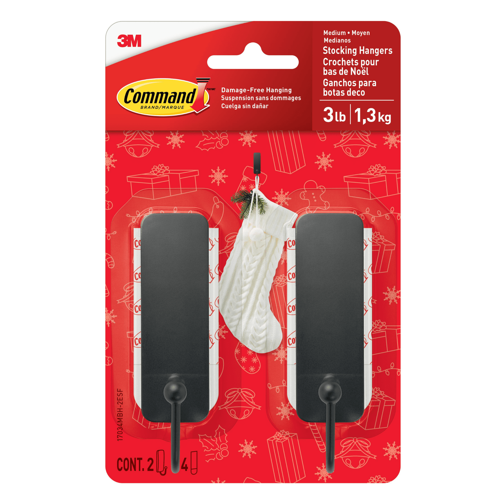 Command Medium Stocking Hangers [Removable]: 2-pack (Matte Black ...