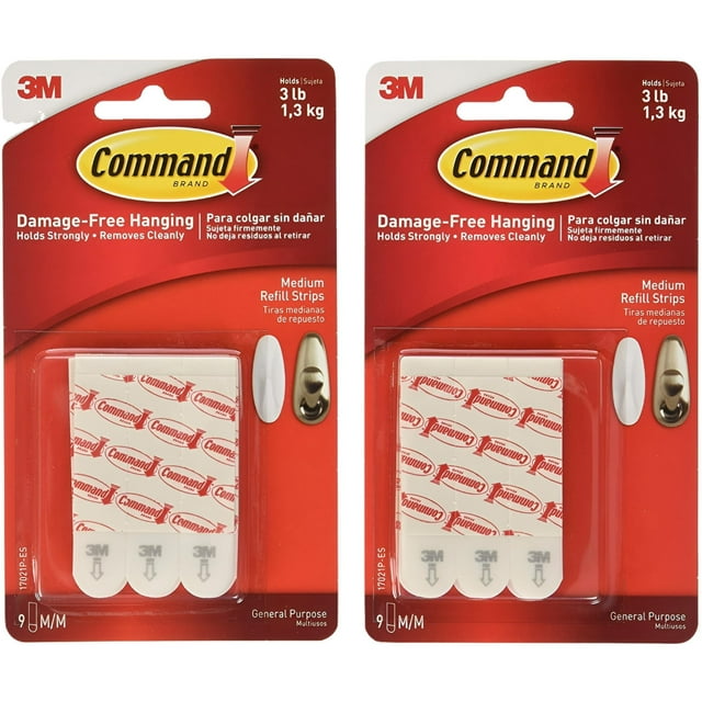 Command Damage-Free Hanging Medium Mounting Refill Strips, 18-Strip, Removable Adhesive ...