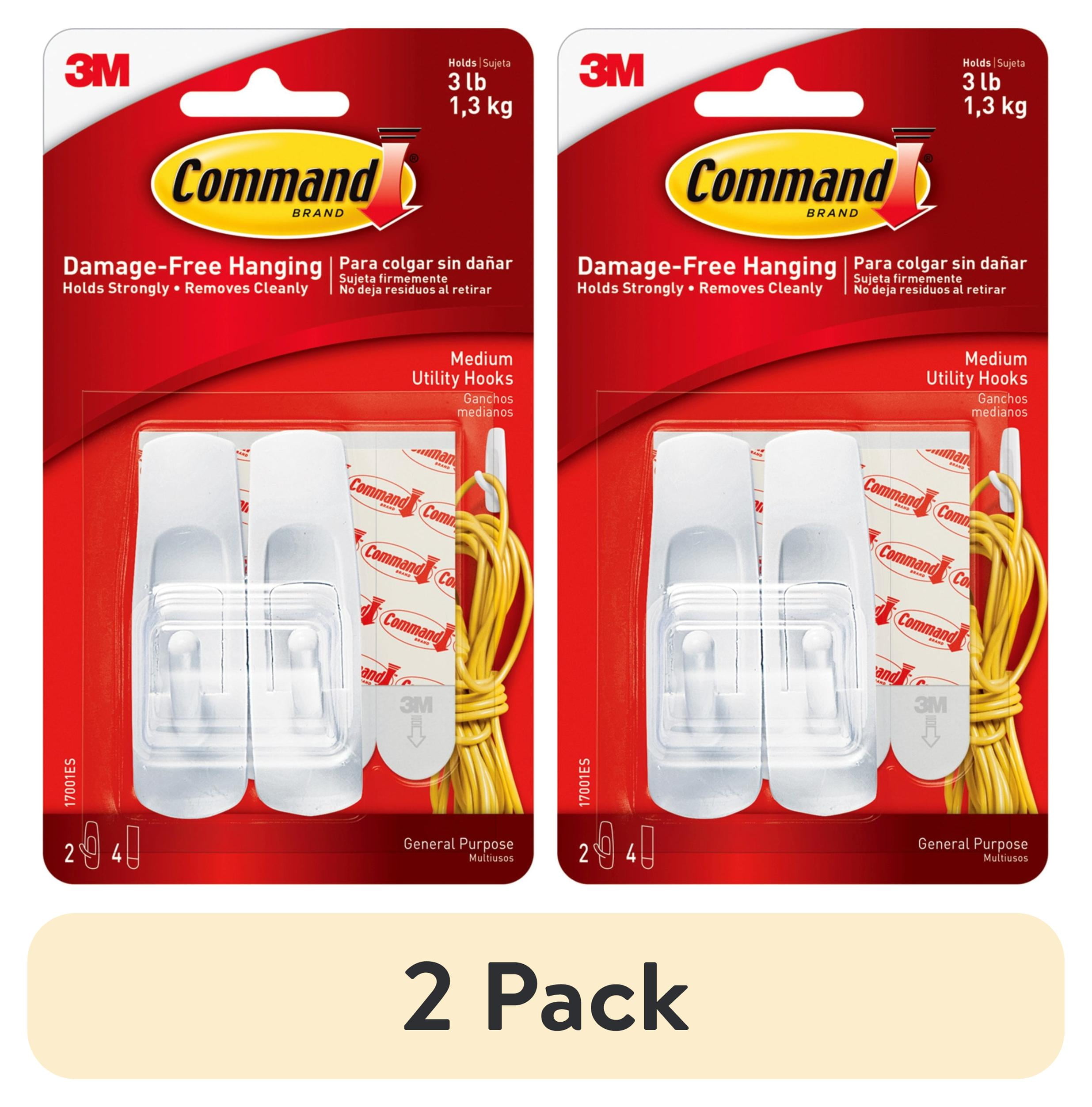 (2 pack) Command Medium Utility Hooks, White, Damage Free Organizing, 2 ...
