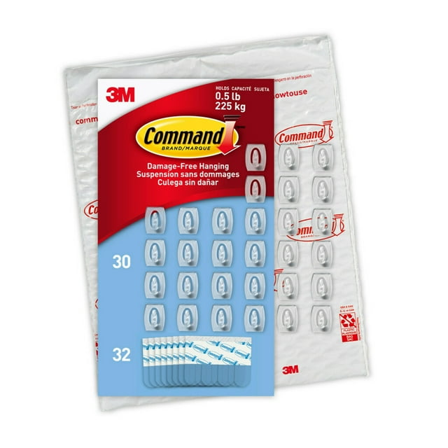 Command Brand Clear Mini Wall Hooks, Damage Free Decorating, 30 Hooks ...