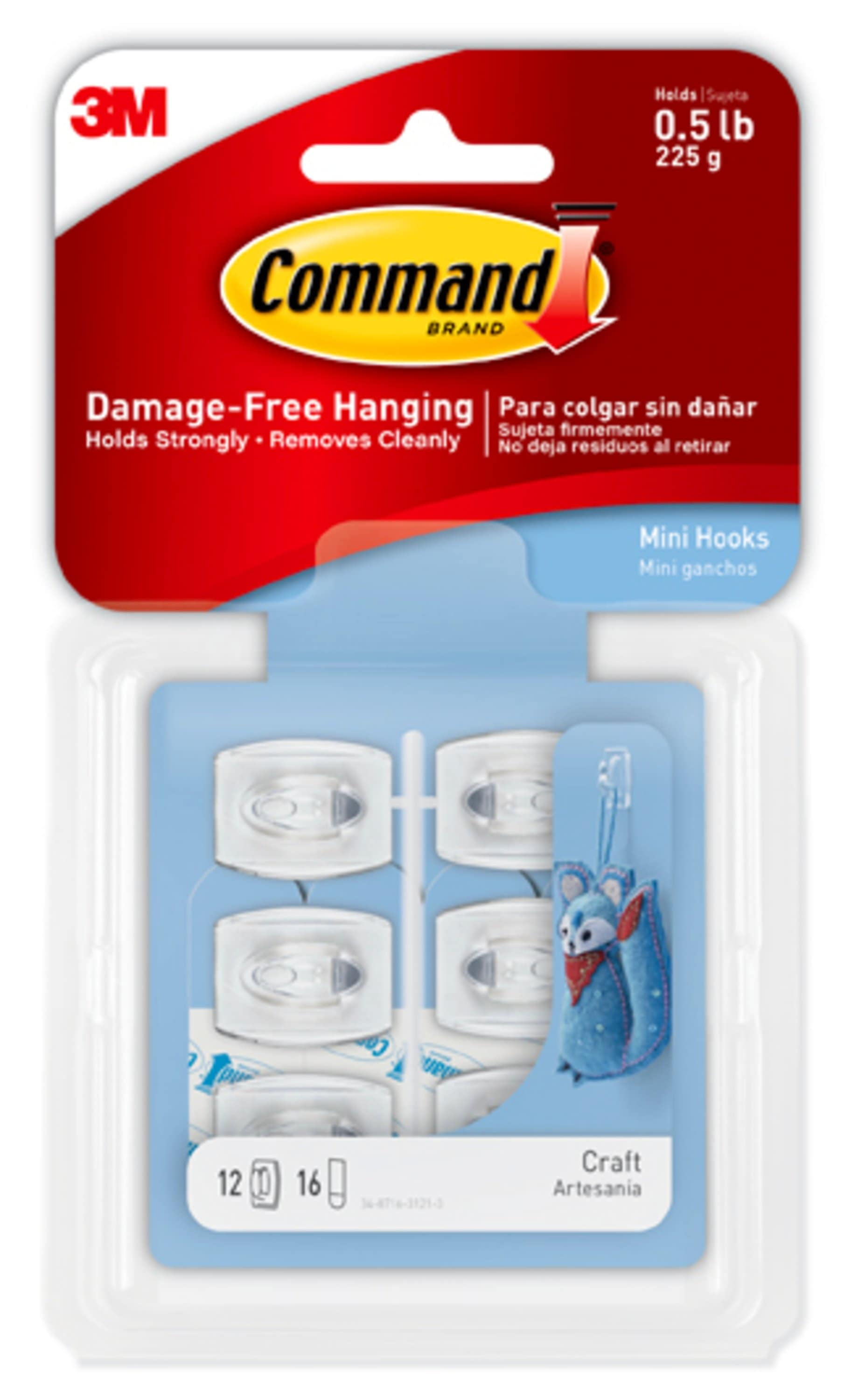 Command Mini Wall Hooks, Clear, Damage Free Hanging of Christmas ...
