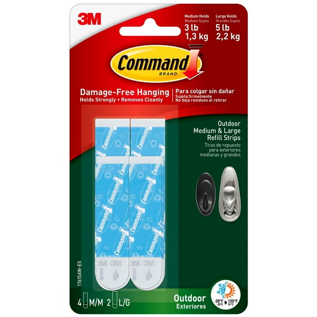 Command Outdoor Foam Strip Refills 4 Medium Strips, 4 Pack - Walmart.com