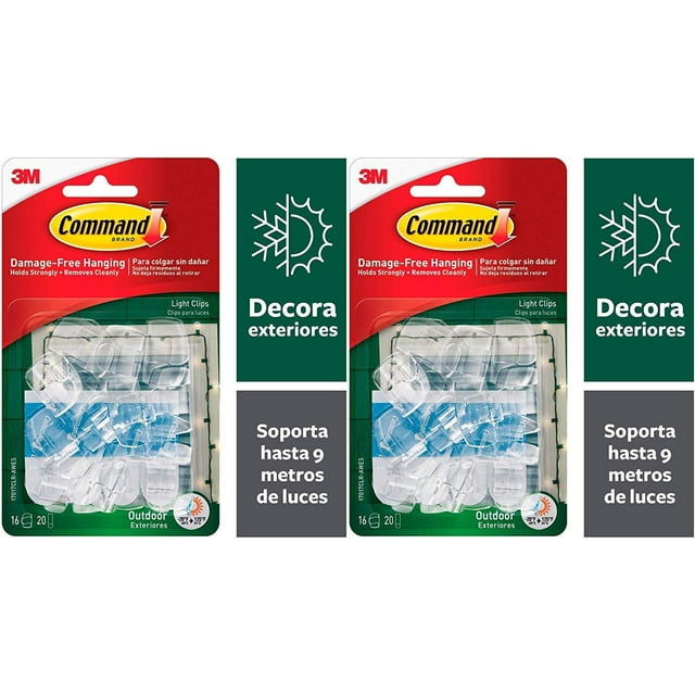 Command Outdoor Light Clips, 16 Clips, 20 Strips, Water-Resistant ...