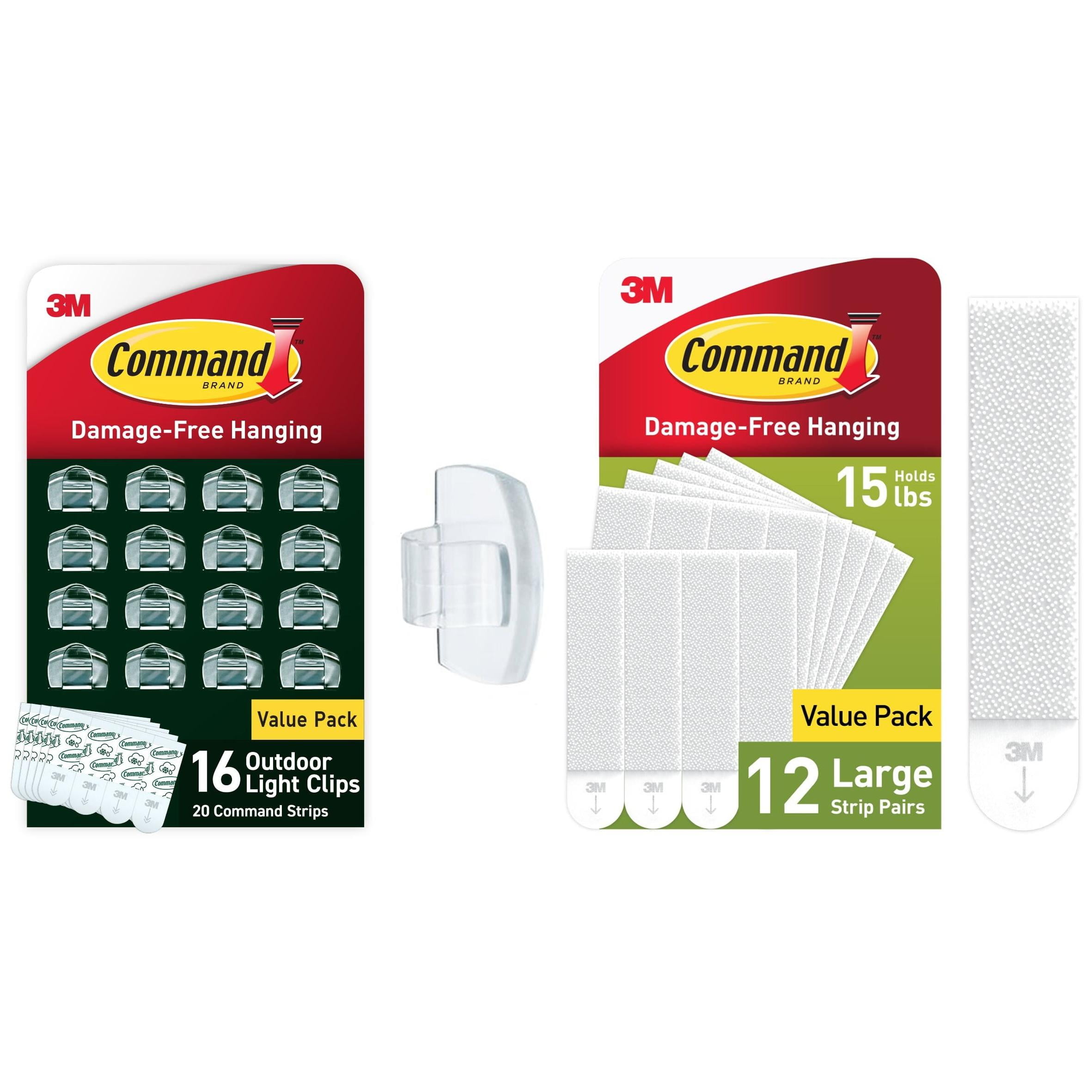 Command Outdoor Light Clips, Clear, 16 Clips and Command White Large ...