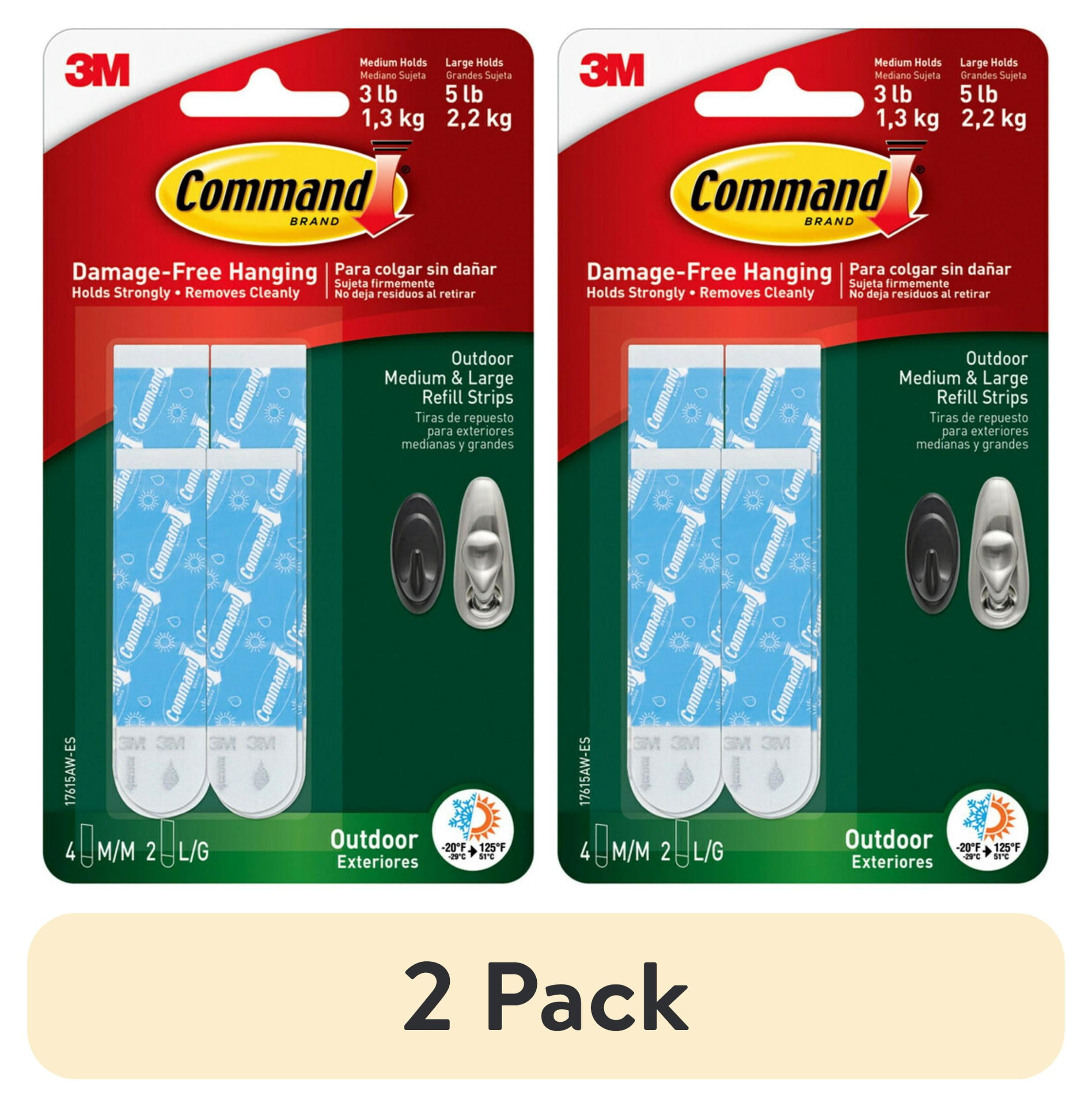 (2 pack) Command Outdoor Refill Strips, 4 Medium Strips, 2 Large Strips ...