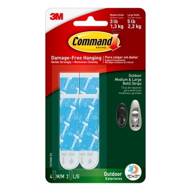 Command Outdoor Clear Strip Refills, Medium and Large, 4 Medium Strips ...