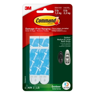 Command Outdoor Clear Strip Refills, Medium and Large, 4 Medium Strips, 2 Large Strips/Pack ...