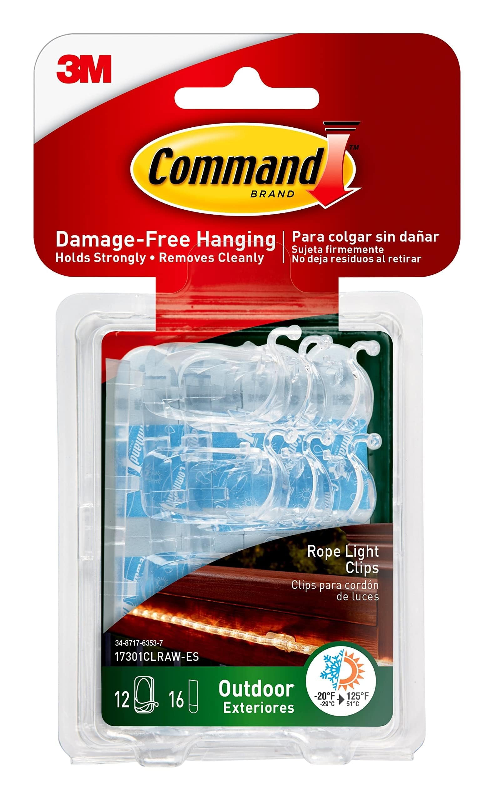 Outdoor Rope Light Clips, 12 ATT1Hooks and Strips, Damage Free Hanging ...