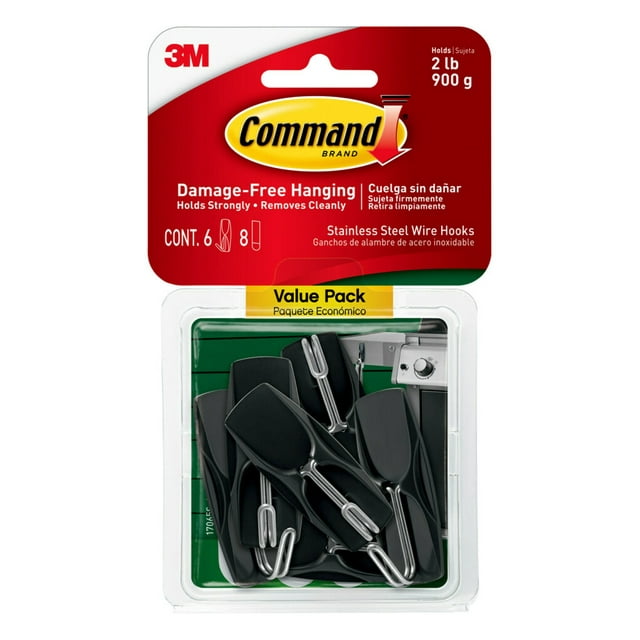 Command Outdoor Stainless Steel Wire Hooks Value Pack 17065S-6AWES, 6 ...