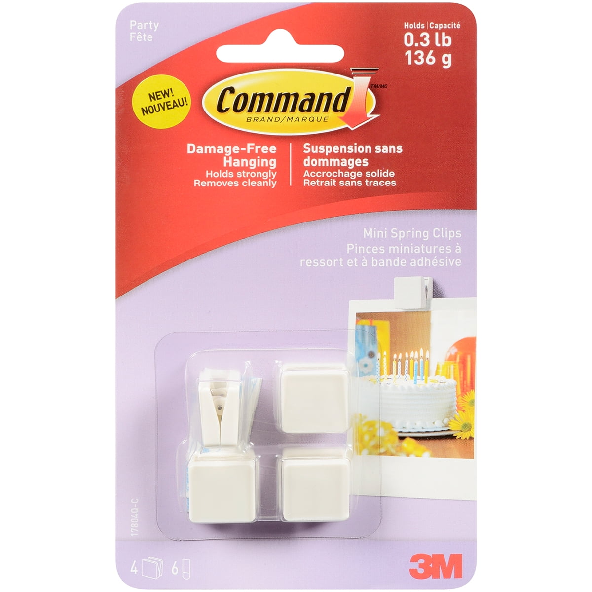 Command Party Mini Spring Clips, Clear, 4 Clips, 6 Strips/Pack ...