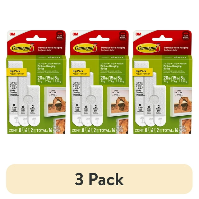 (3 pack) Command Picture Hangers Variety Pack, Damage-Free Hanging, 16 ...