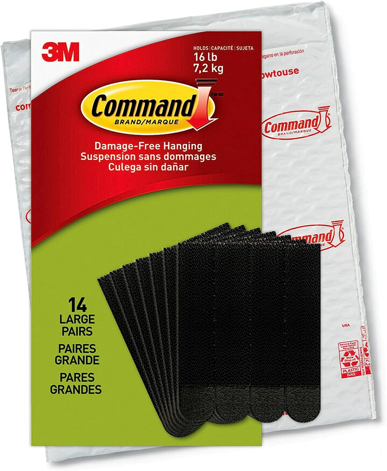 Command Heavy Duty Large Picture Hanging Strips, 14 Pairs of Black ...