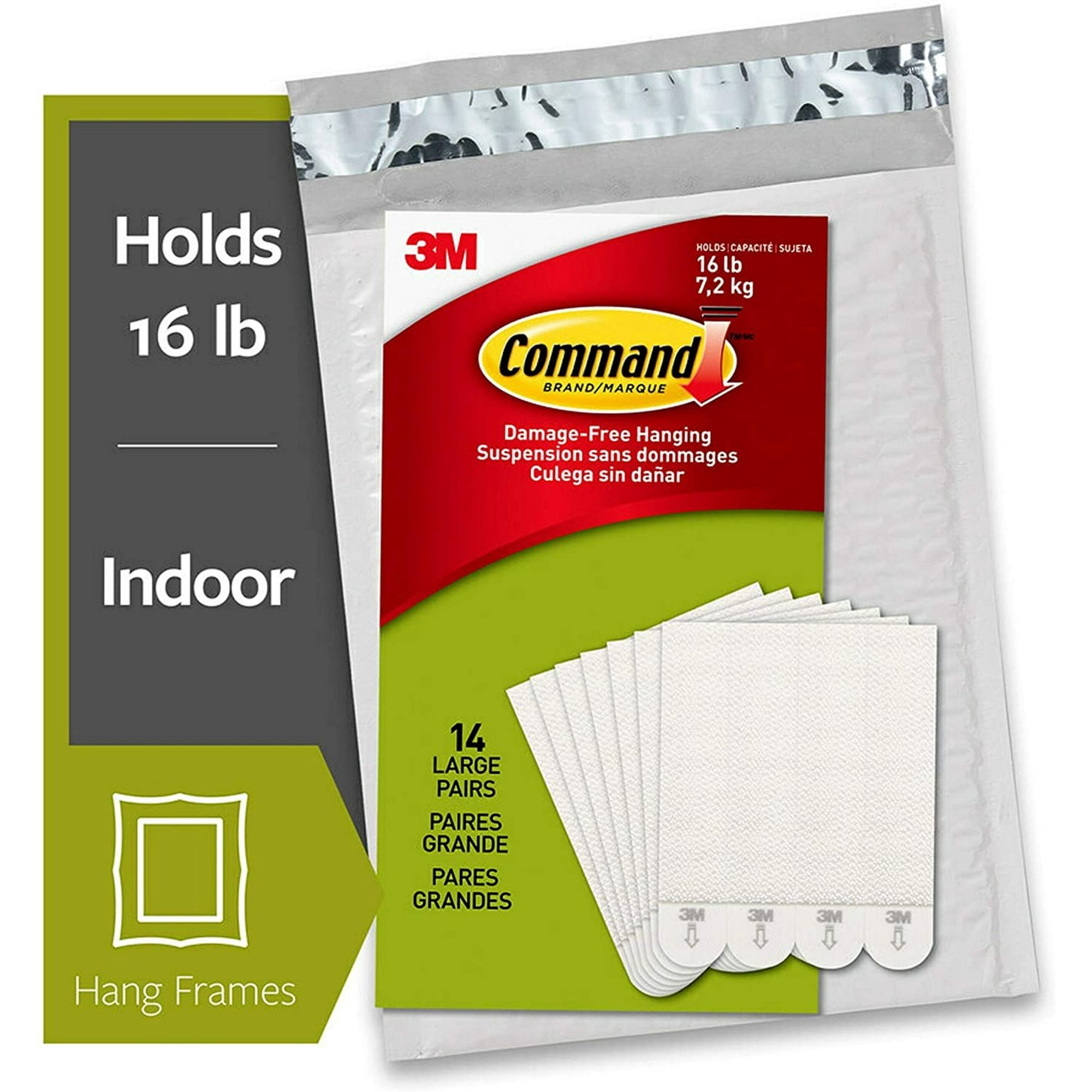 Command Indoor Photo Hanging Strips, Heavy Duty, Large, White, Holds 16 ...