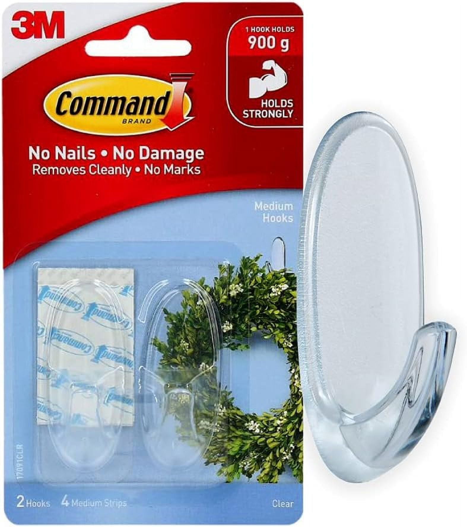 Command Plastic Hooks, Medium, Clear, 2-Hooks 17091CLR-ES - Walmart.com