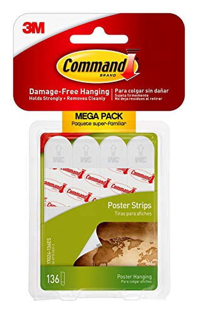 Command Poster Strips, Damage Free Hanging Poster Hangers, No Tools Wall Hanging Strips for ...
