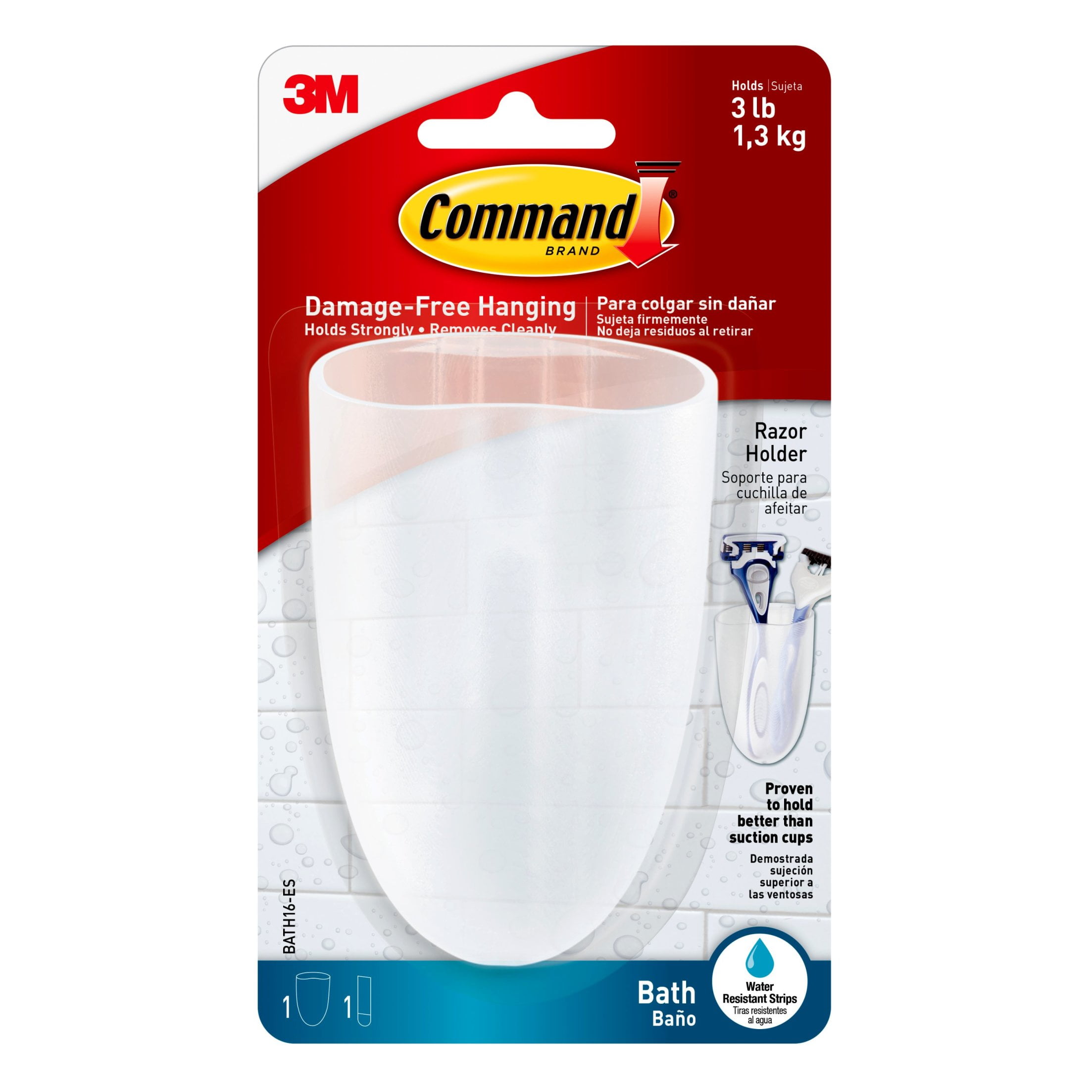 Command Razor Holder, Frosted, Medium, 1 Holder, 1 Medium Strip ...