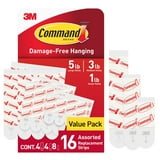 Command Sticky Adhesive Hook Refill Strips Value Pack, White, 8 Small ...