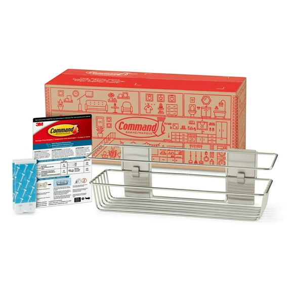Command Shower Caddy Satin Nickel with Water Resistant Command Strips ...