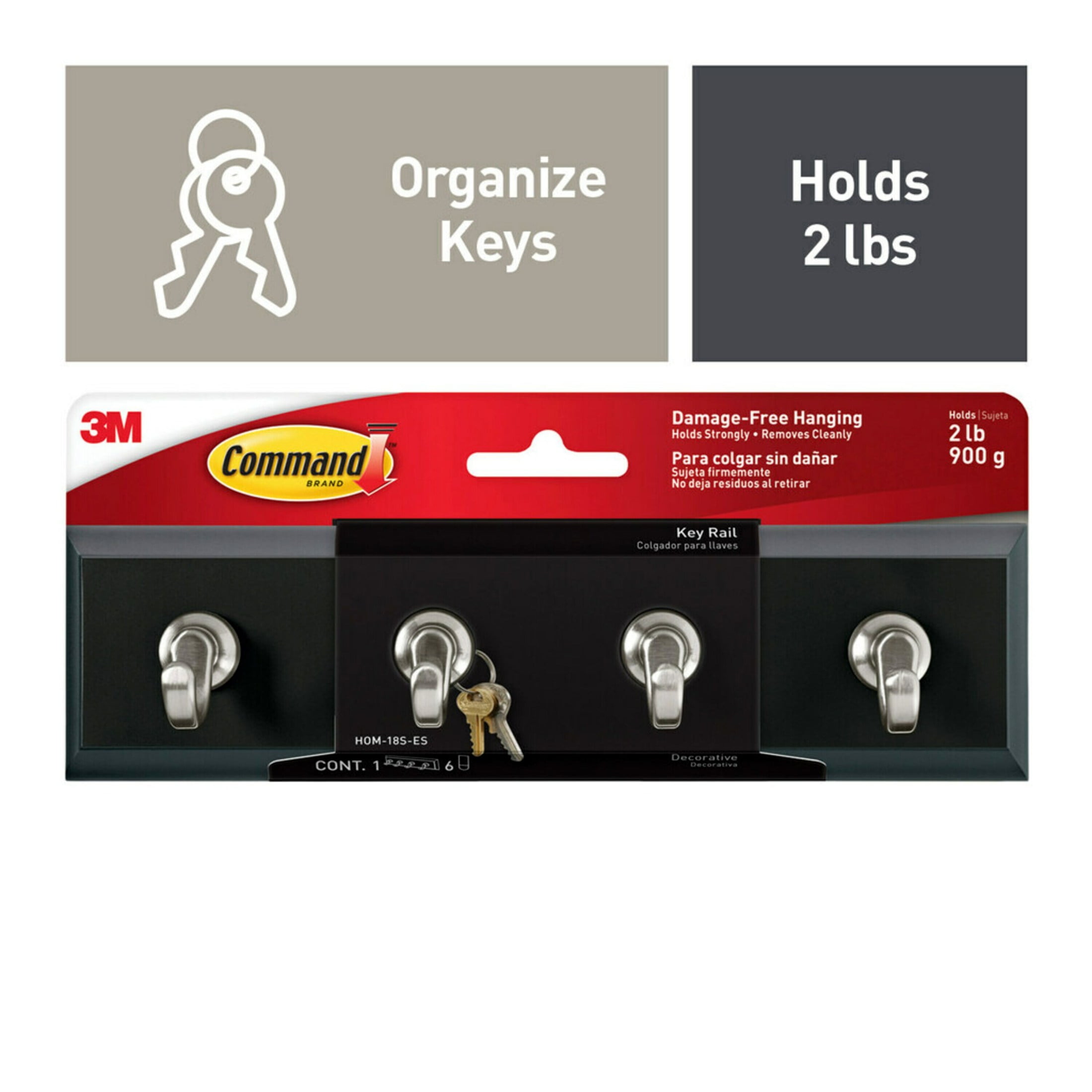 Command Slate Key Rail, Small, 1 Key Rail, 6 Strips/Pack - Walmart ...