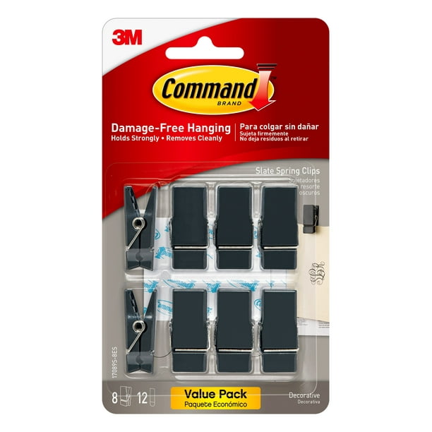 Command Slate Spring Clips, Small, 8 Clips, 12 Strips/Pack - Walmart.com