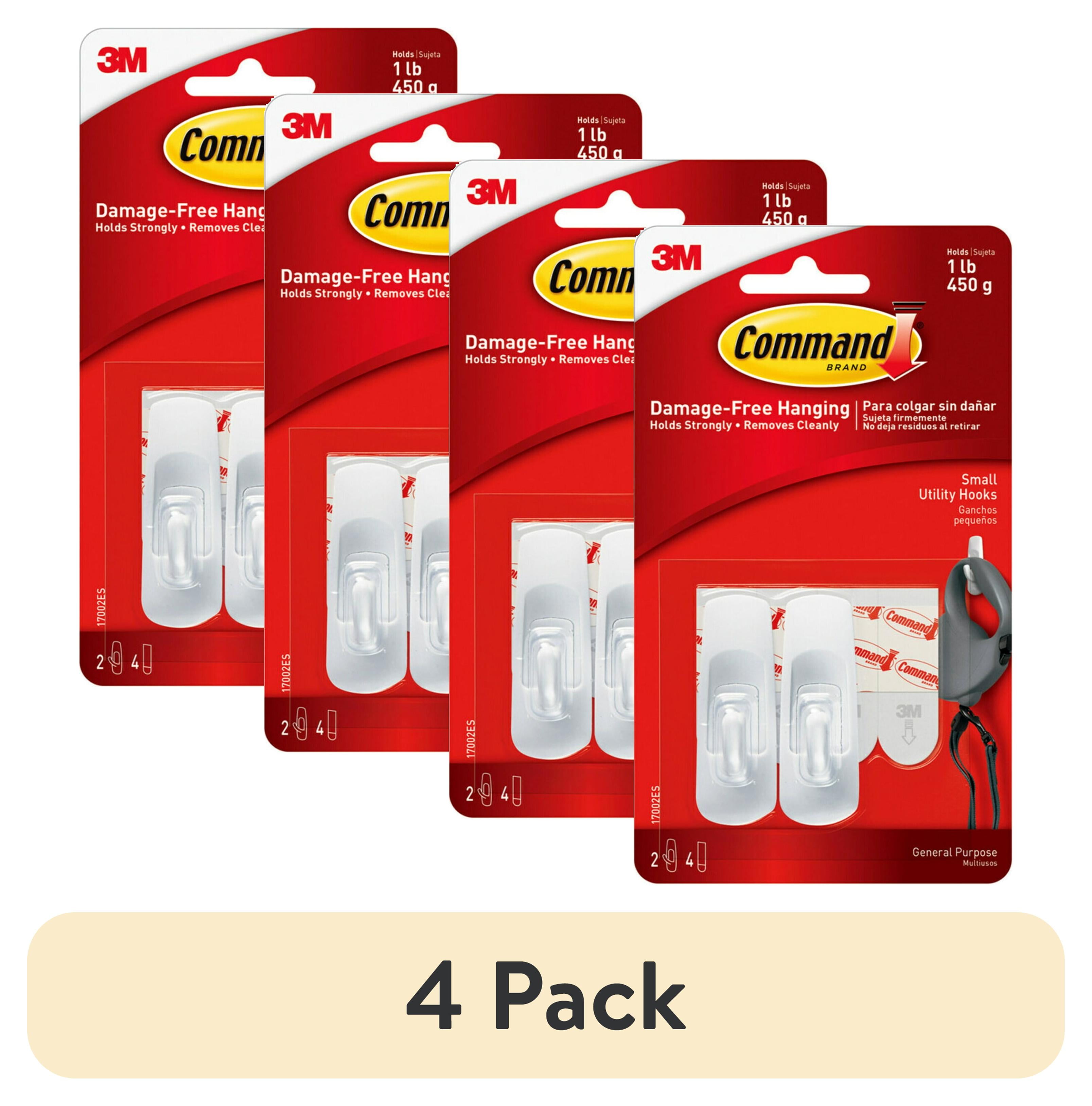 (4 pack) Command Small Hooks, White, 2 Plastic Hooks - Walmart.com