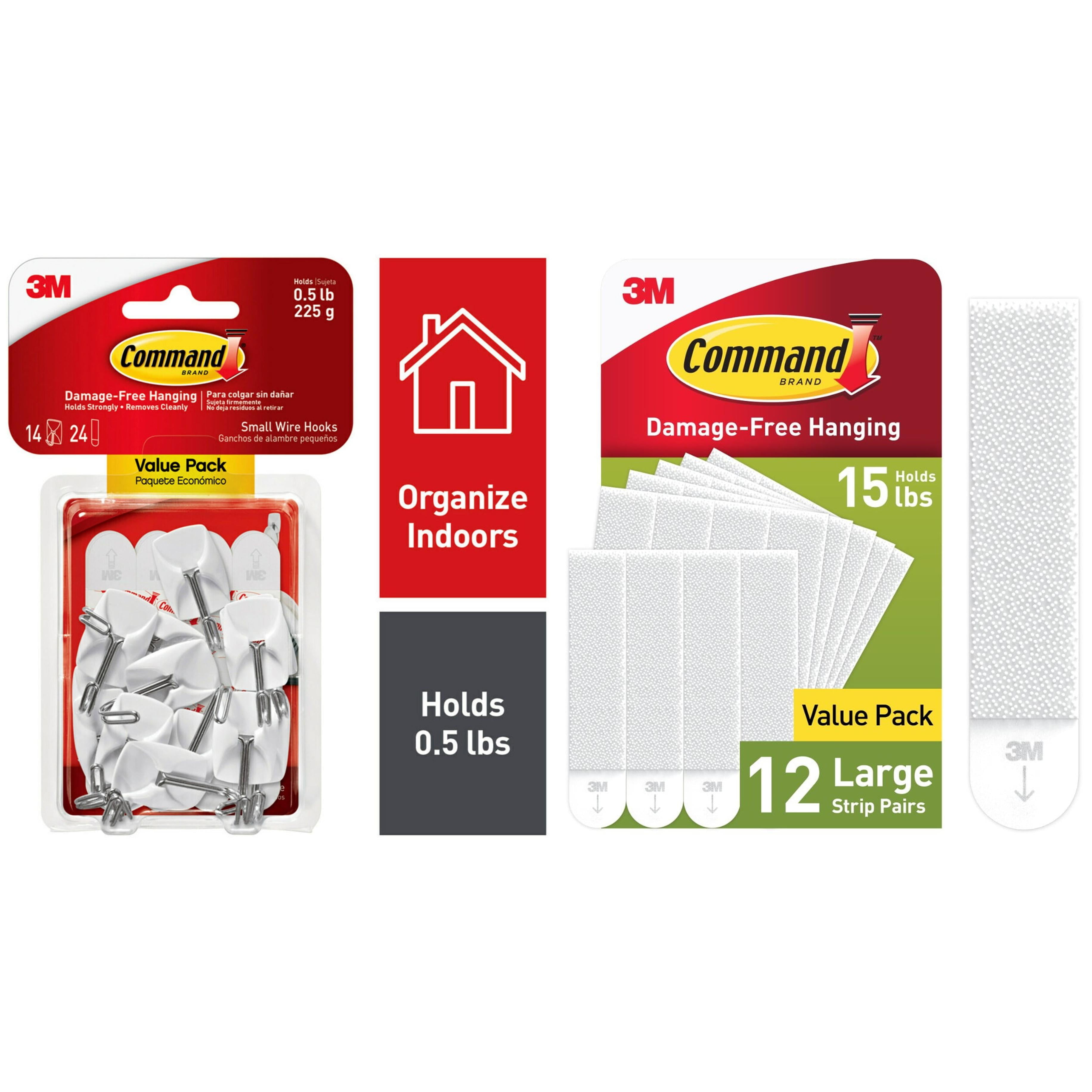 Command Small White Wire Toggle Hooks 14 Hooks and Command White Large Picture Hanging Strips 12 ...