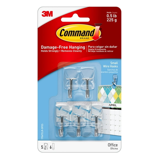Command Small Wire Toggle Hooks, Clear, Damage Free Decorating, Five ...