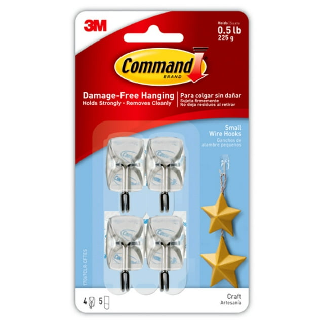 Command Small Wire Toggle Hooks, Clear, Damage Free Decorating, Four ...