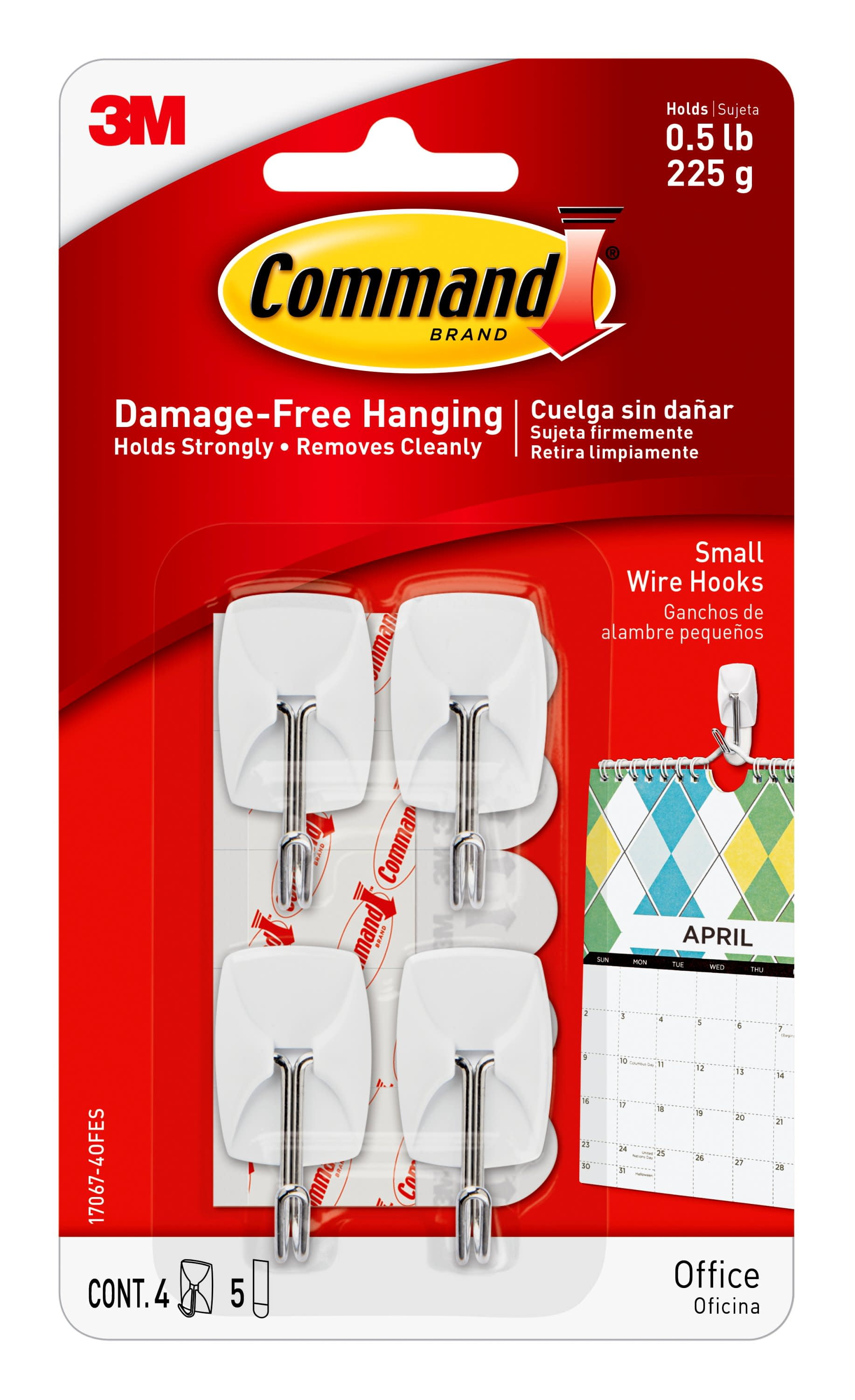 Command Small Wire Toggle Hooks, White, Damage Free Organizing, 4 Hooks ...