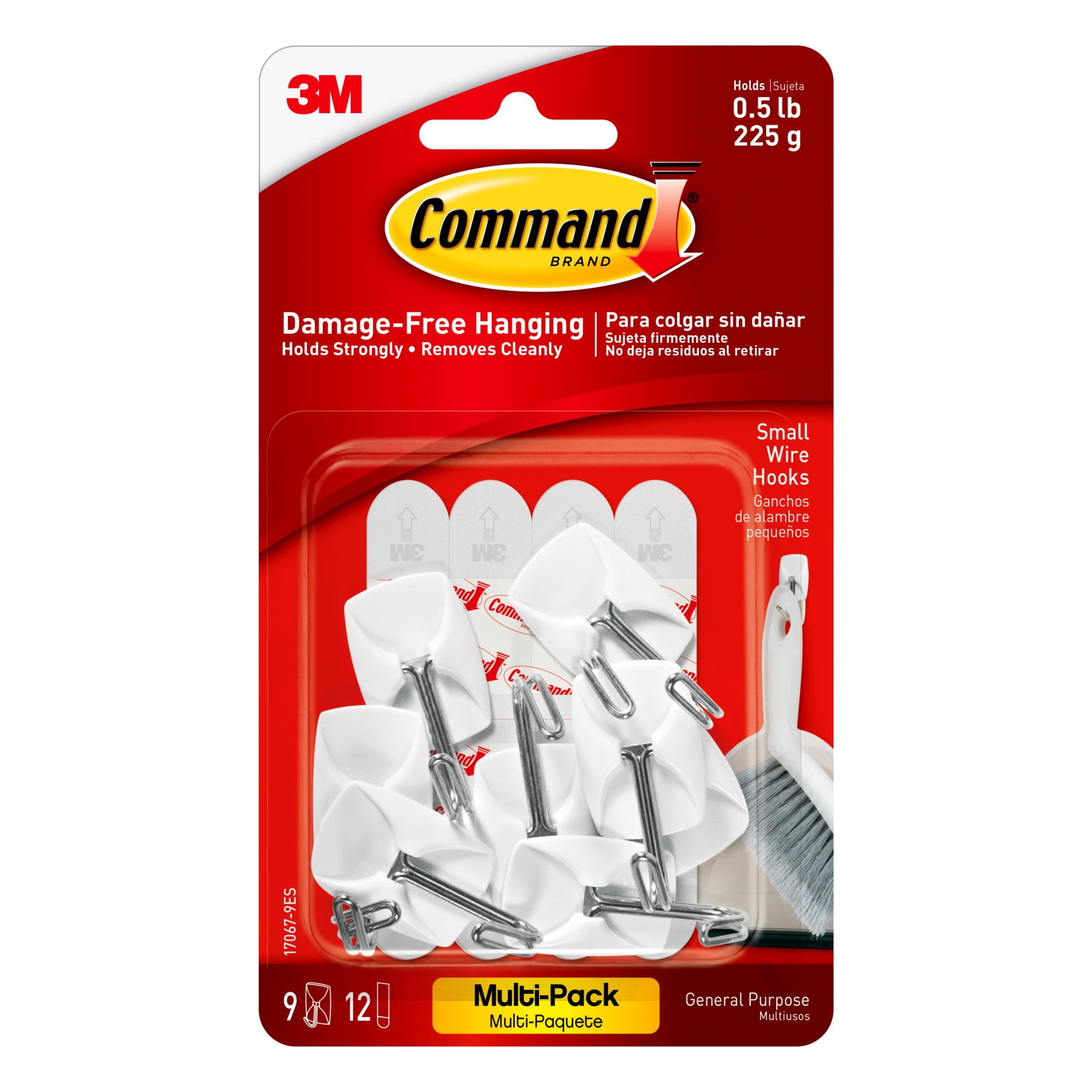 Command Small Wire Toggle Hooks, White, Damage Free Organizing, 9 Hooks and 12 Strips - Walmart.com