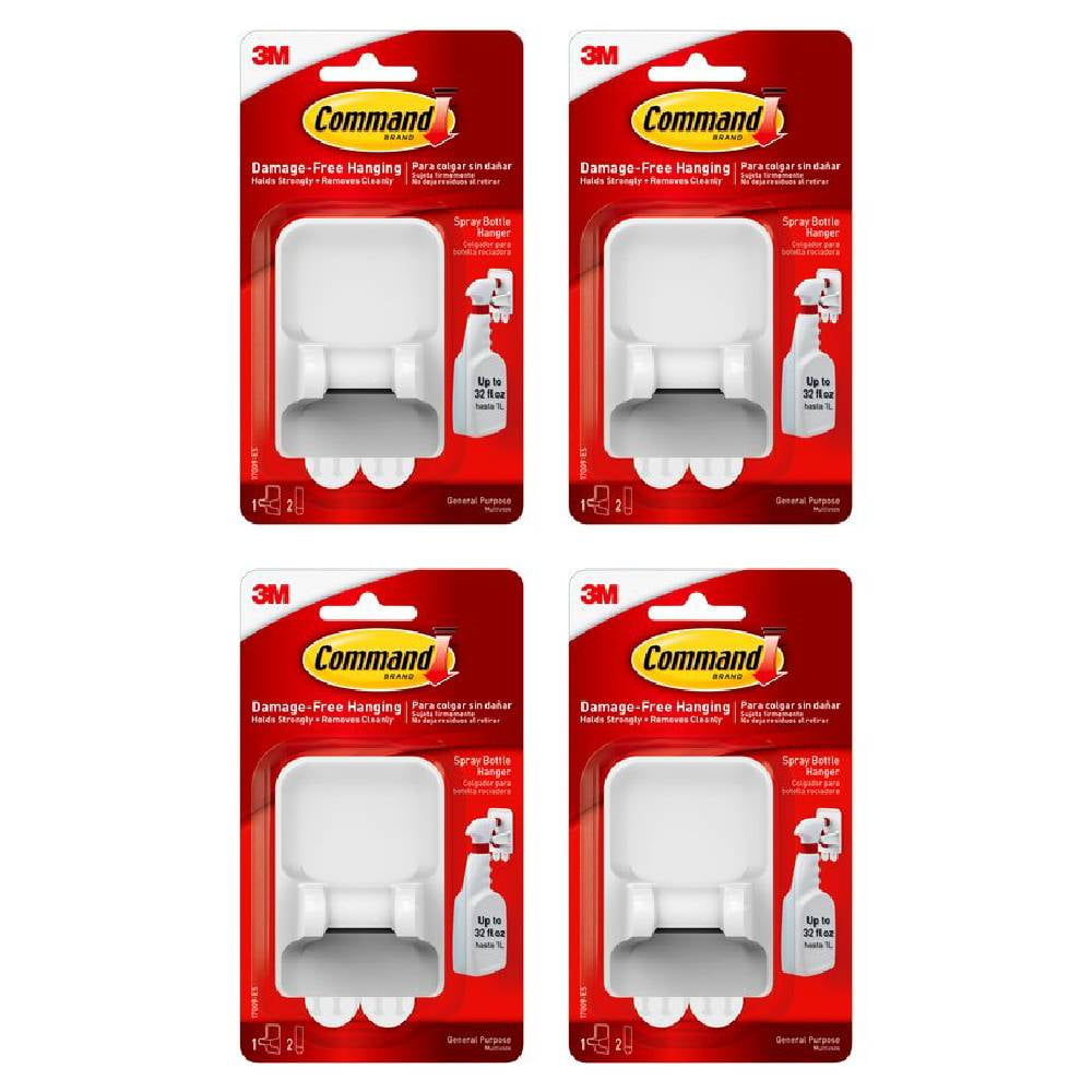 Command Wall Hanging Spray Bottle Holder, Adhesive White Plastic, 4 ...