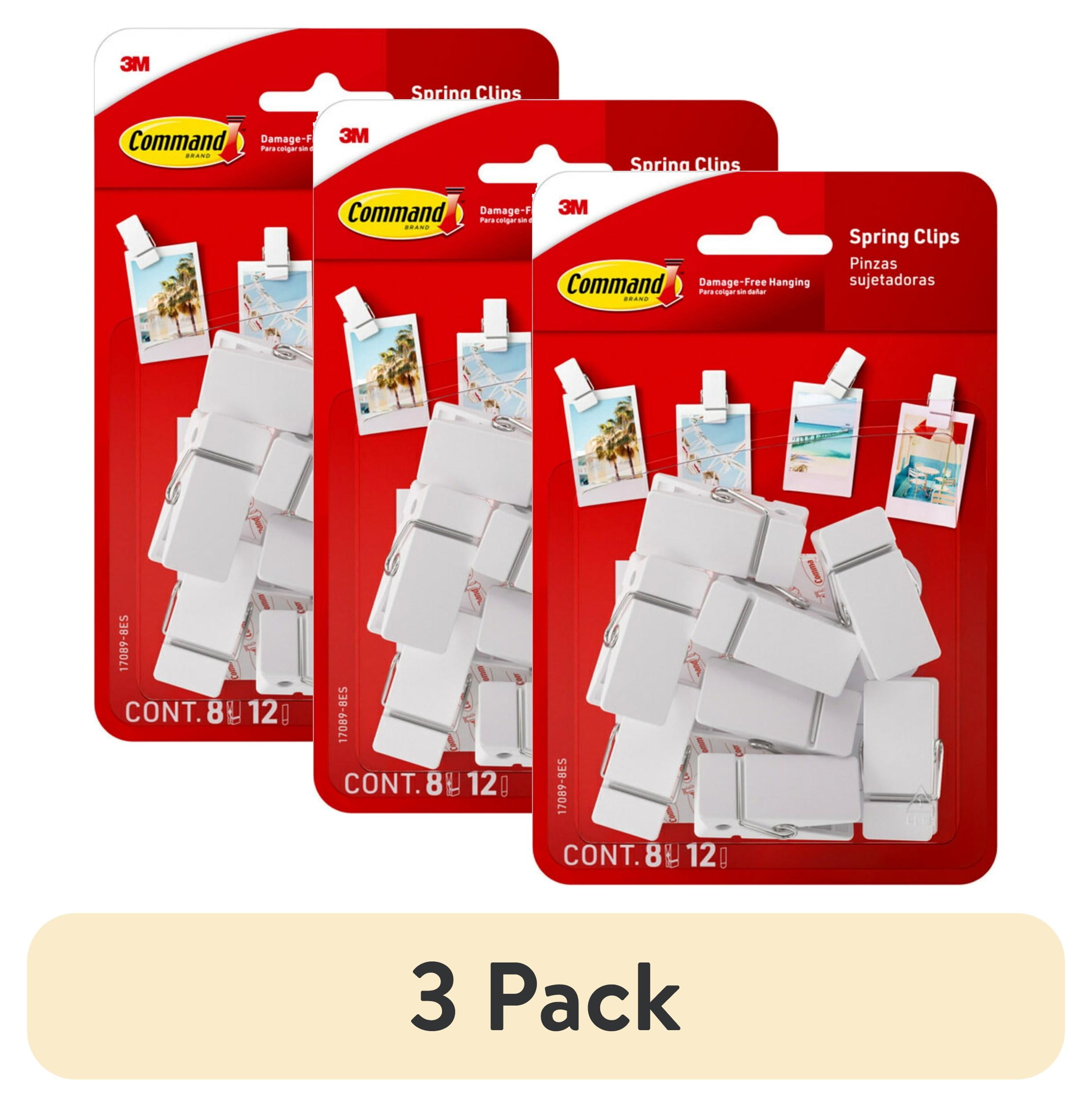 (3 pack) Command Spring Clips, White, 8 Clips, 12 Small Strips ...