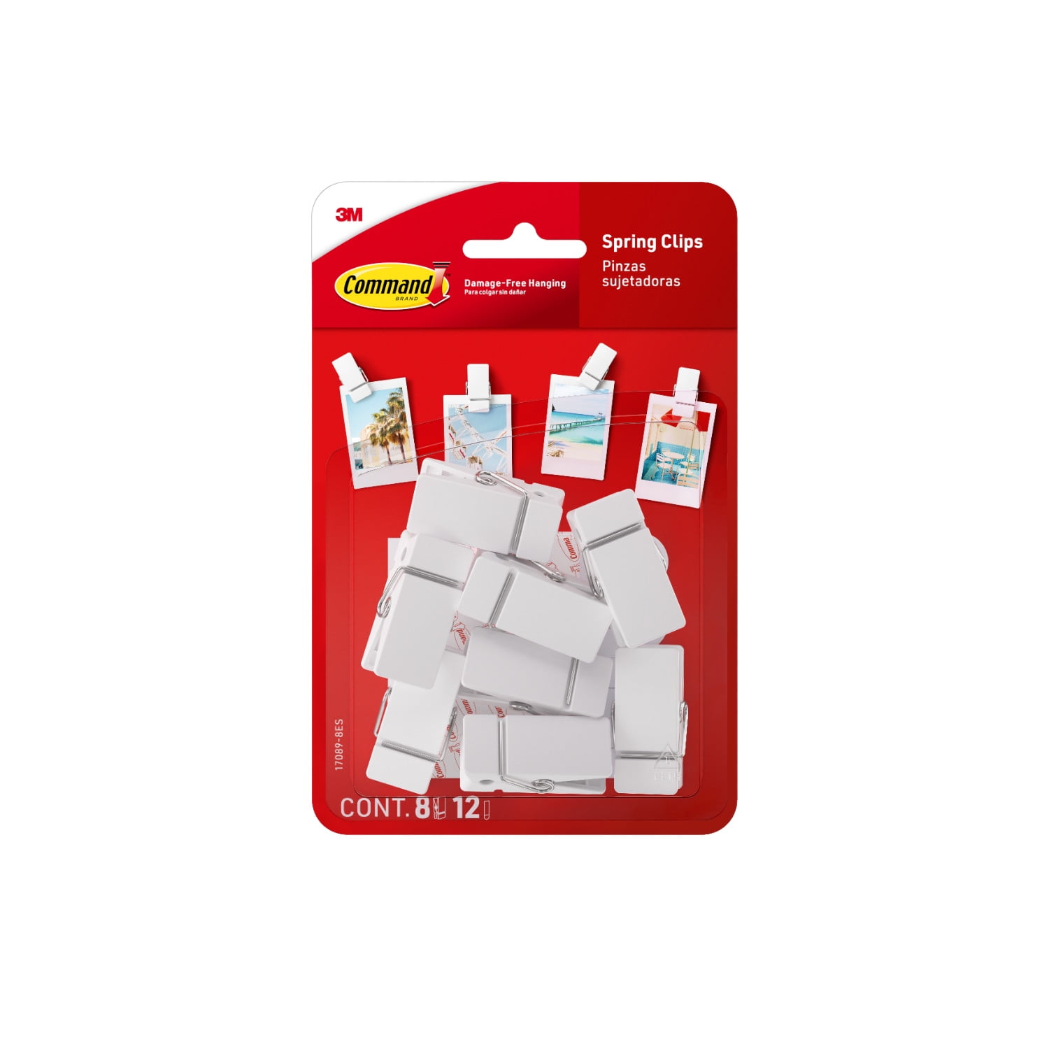 Command Spring Clips, White, 8 Clips, 12 Small Strips - Walmart.com