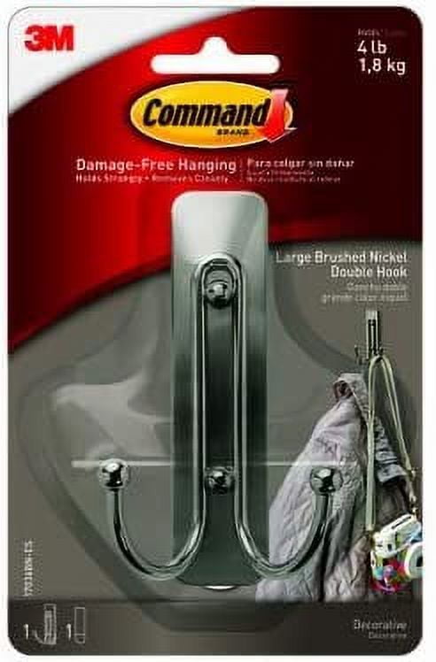 Command Strips 1703bn-Es Large Brushed Nickel Decorative Double Hook ...