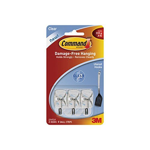 Command Strips 17067CLR Small Clear Wire Hooks 3 Count - Walmart.com
