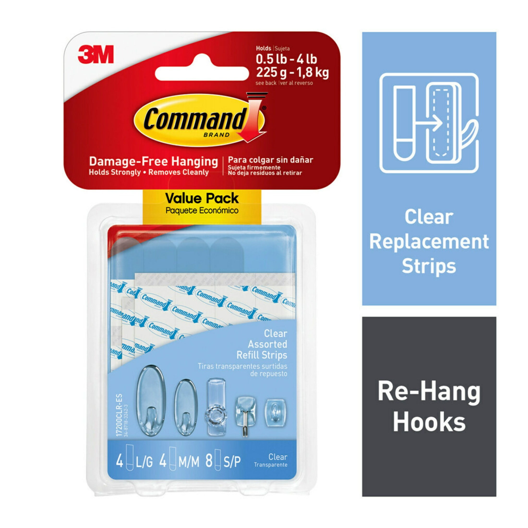 Command Clear Assorted Refill Strips, Large, Medium, Small with ...