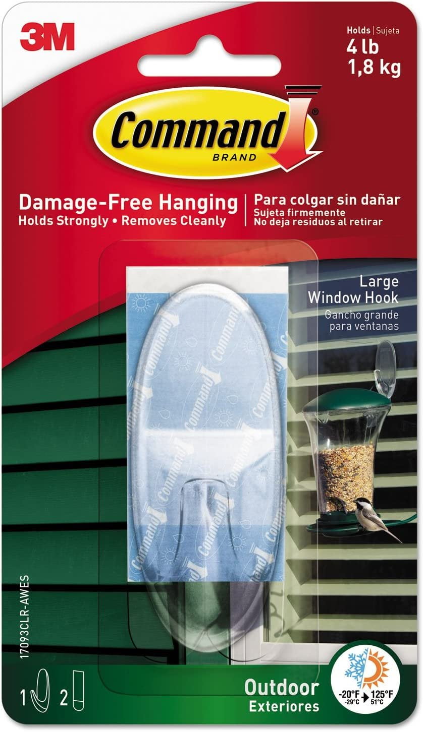 Command Strips Large Clear Outdoor Window Hook for Use Outside ...