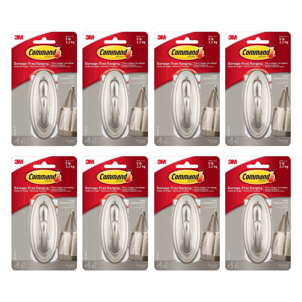 Command Traditional Hook Large Decorative 1 Hook 2 Strips Brushed ...