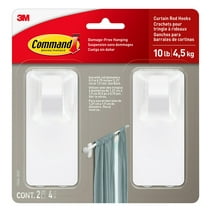 Command Matte Black Curtain Rod Hooks, 2 Hooks, 4 Adhesive Strips ...