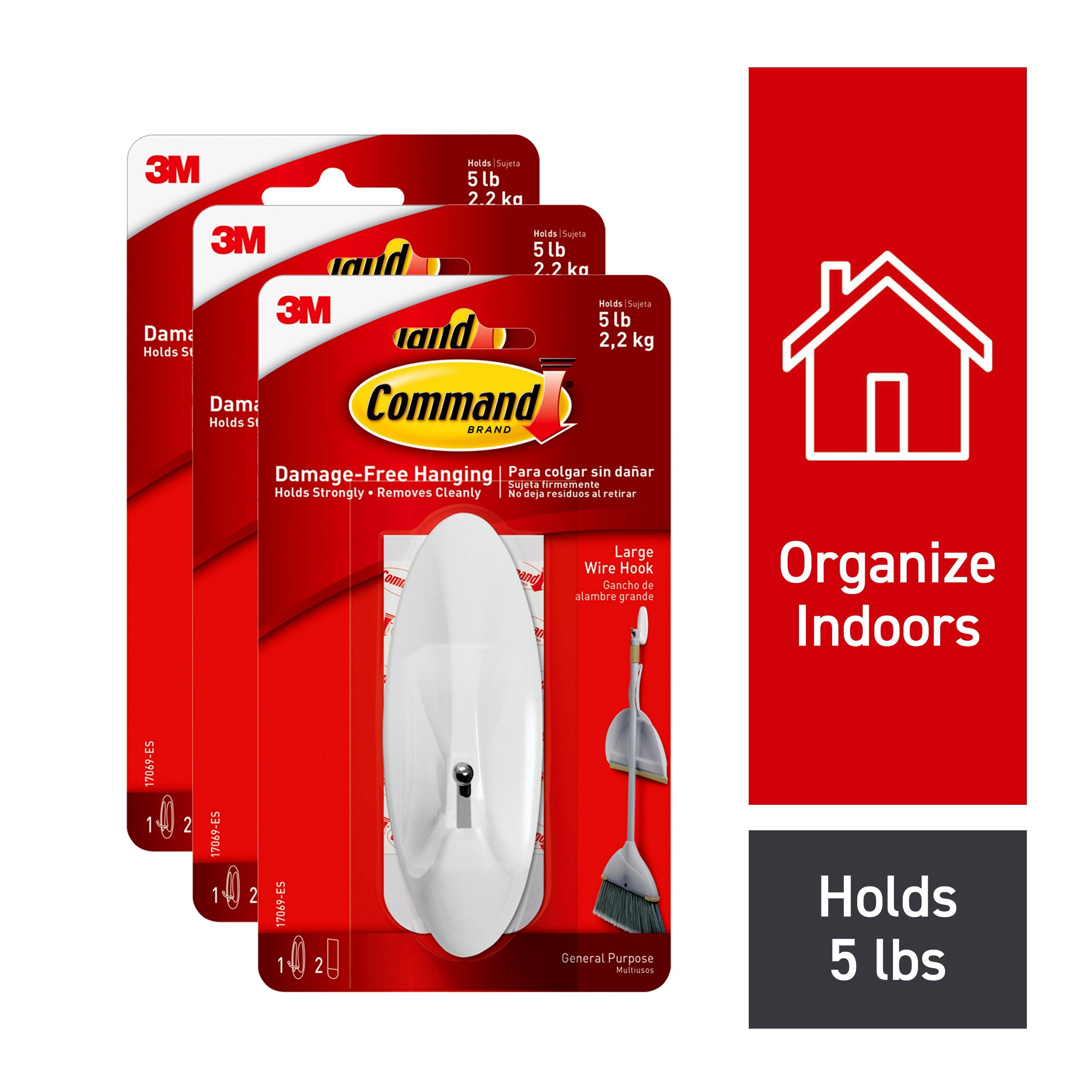 Command Wire Hook, Large, White, 3 Hooks, 6 Strips - Walmart.com