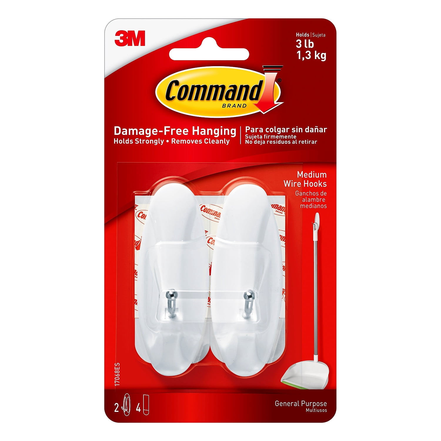 Command Wire Hooks 17068ES Medium White - Walmart.com