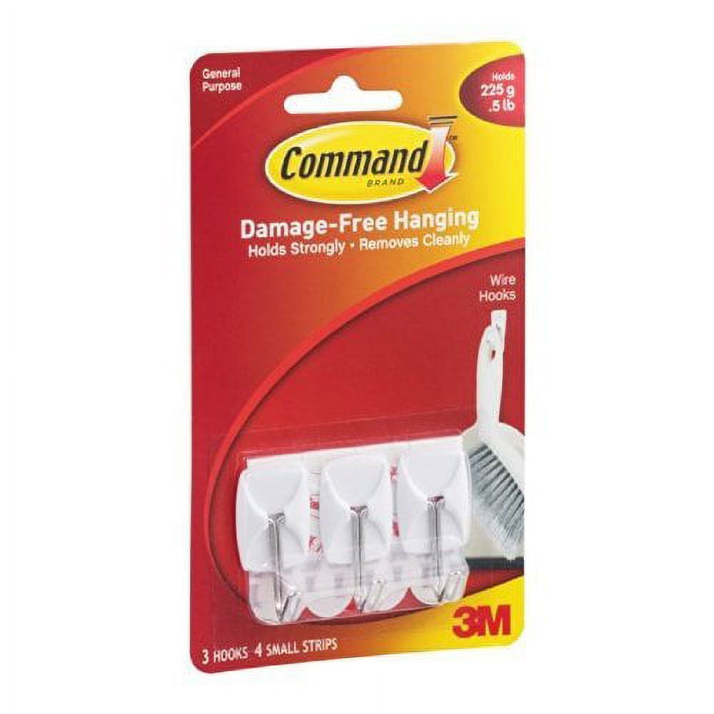Command Wire Hooks, Small, White, 3-Hooks (Pack of 8) - Walmart.com