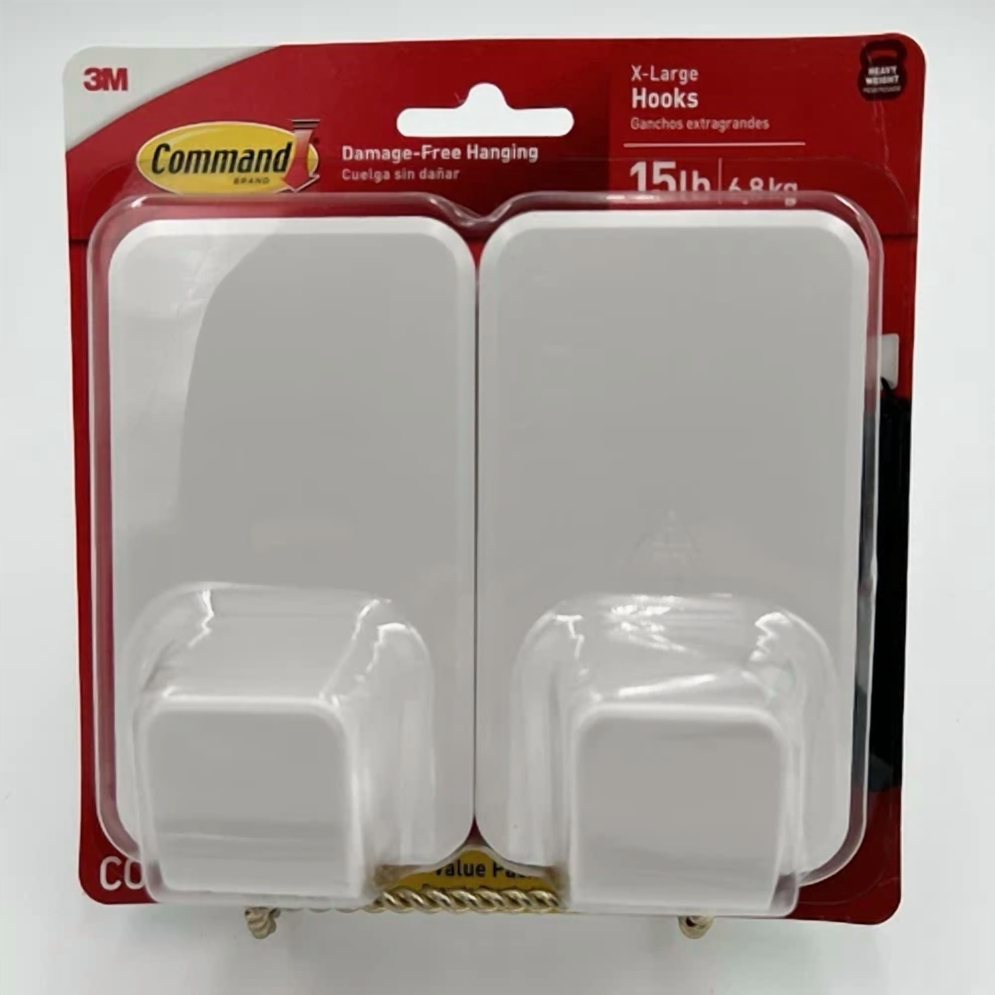 Command Xl Wall Hooks 15 Lb Heavy Duty Damage-Free Hanging Hook 2 Pack New - Walmart.com