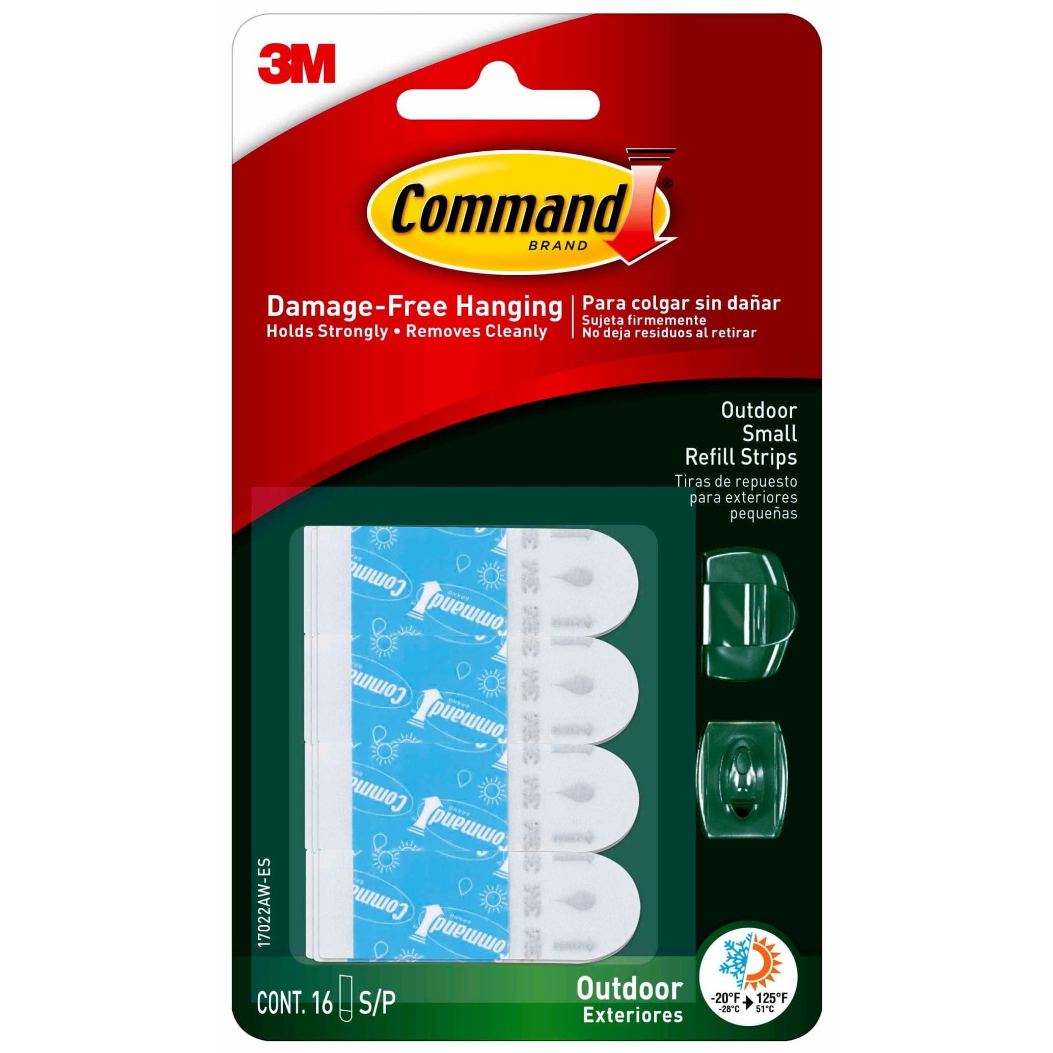 Command outdoor foam strip refills, white, small, 16 strips/pack, 3 ...