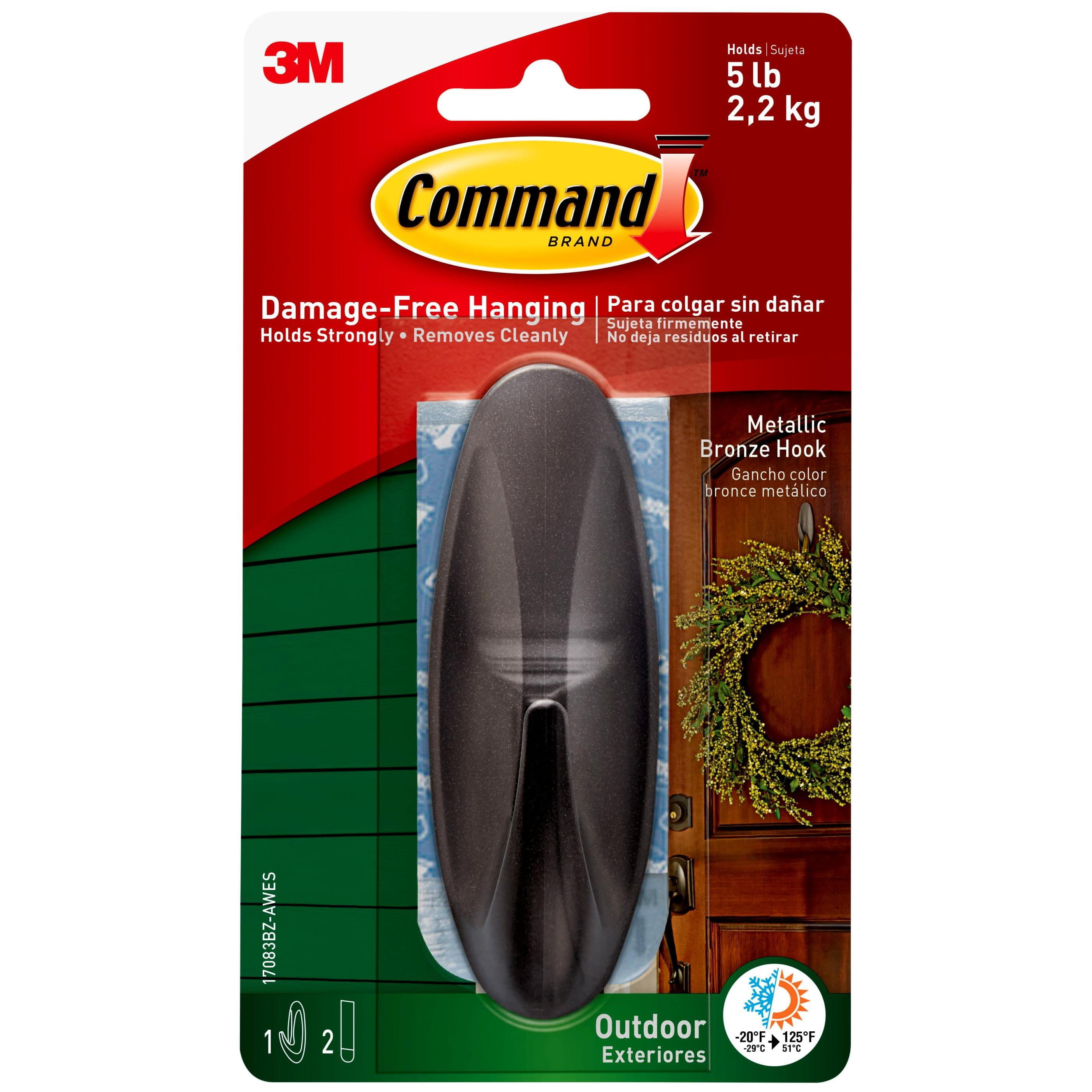 Command outdoor metallic bronze hook, large, 1 hook, 2 strips/pack, 6 ...