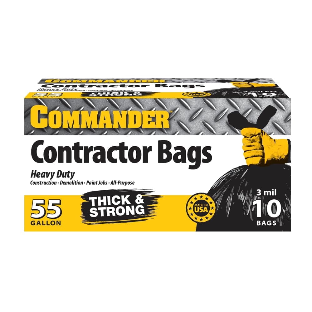 Commander 55 Gallon 3 MIL (eq) Heavy Duty Contractor Bags with Flap ...