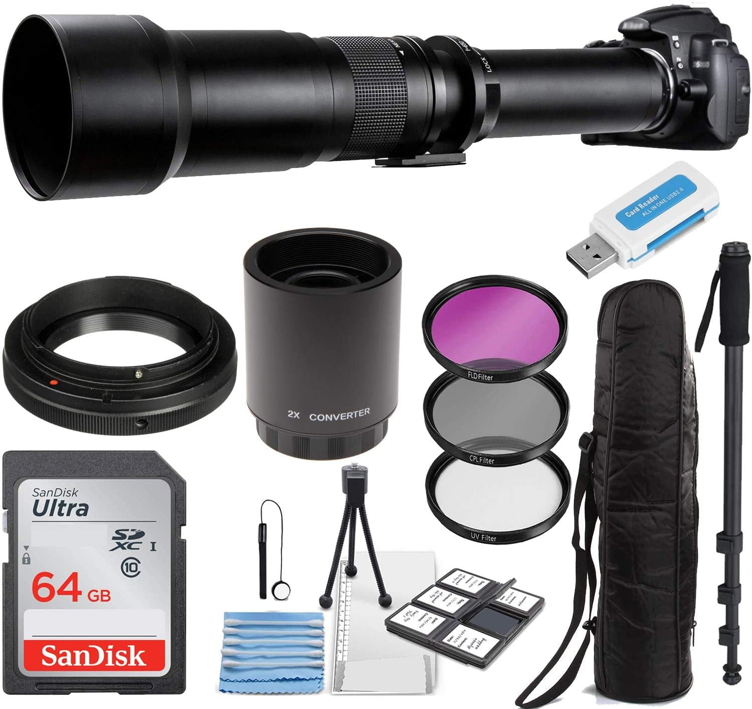 Commander Optics 650-1300mm f/8 Telephoto Zoom Lens for Canon EOS EF-S ...