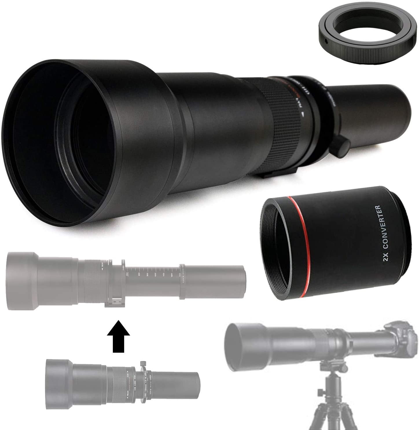 Commander Optics 650-1300mm (w/ 2X- 1300-2600mm) f/8-16 HD Telephoto ...