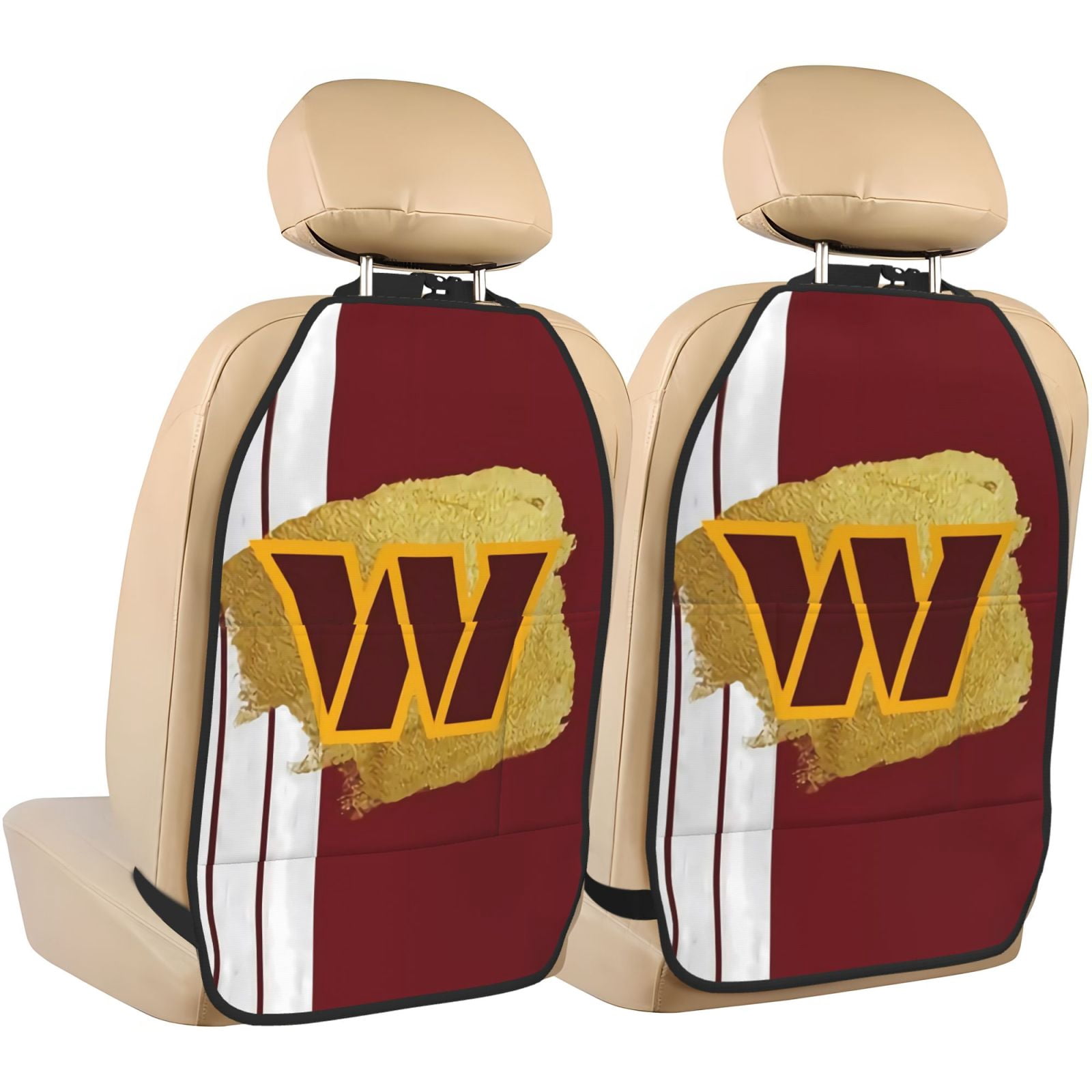 Commanders 2 Pack Car Kick Seats Mats Cover Back Protector with Pockets ...