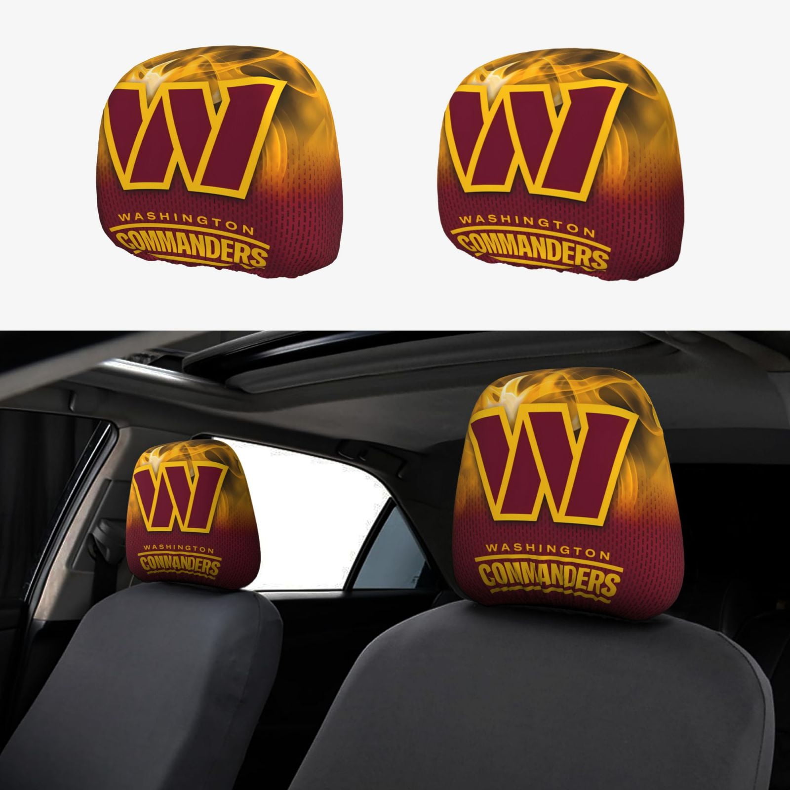 Commanders Football Team Custom Pattern Car Headrest Covers 2 Pack ...